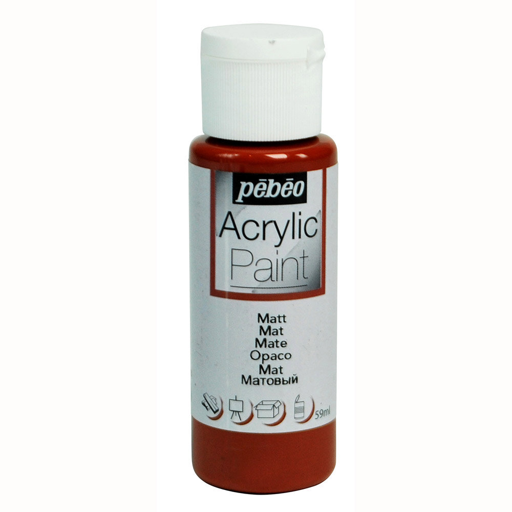 Краска акриловая Pebeo Acrylic Paint, декоративная, матовая, 59 мл, каштановый