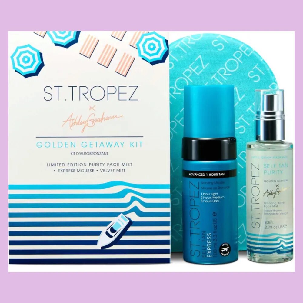 St.Tropez Self Tan Golden Getaway Kit Набор для автозагара 3 предмета лосьон мусс перчатка золотистый загар