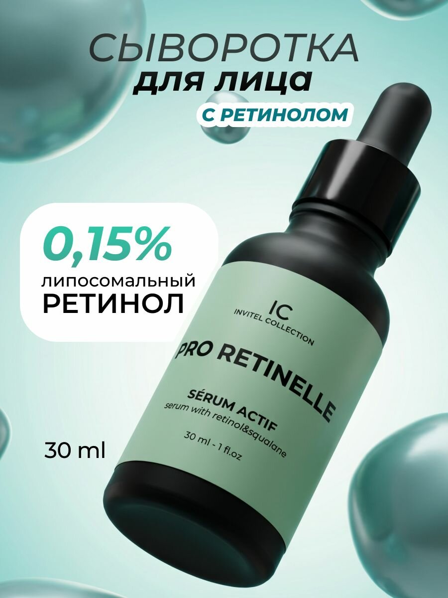 INVIT Pro Retinelle Сыворотка для лица с ретинолом и витамином С, от морщин и постакне, увлажняющая, антивозрастная, 30 мл
