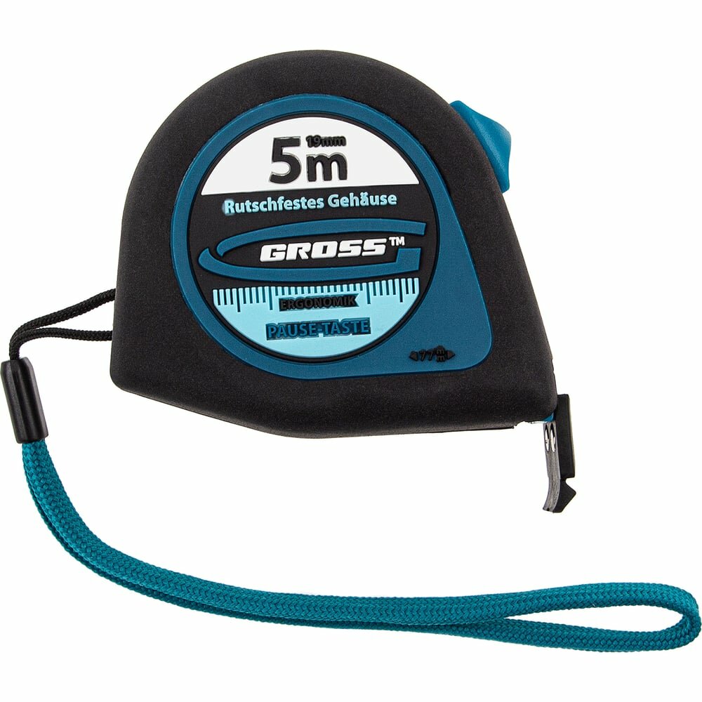 Рулетка GROSS Ergonomisch 5 м, 19 мм, магнитный обрезиненный зацеп 31102 — фото 1