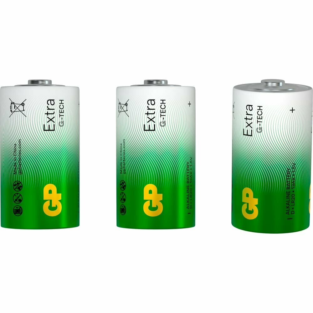 Батарейки GP D / LR20 алкалиновые щелочные Extra Alkaline, набор 2 шт (13AXA21-BC2) 15783881 — фото 1
