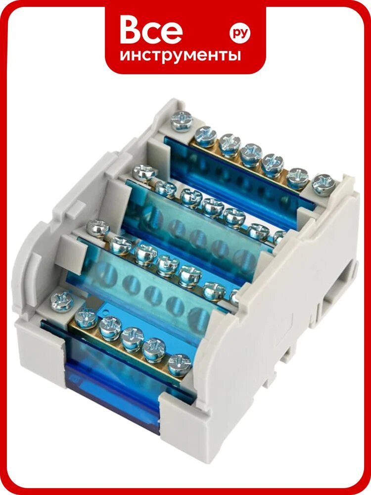 Шина на DIN-рейку в корпусе кросс-модуль REXANT 4x7 11-2304-7, подсоединения нулевого провода