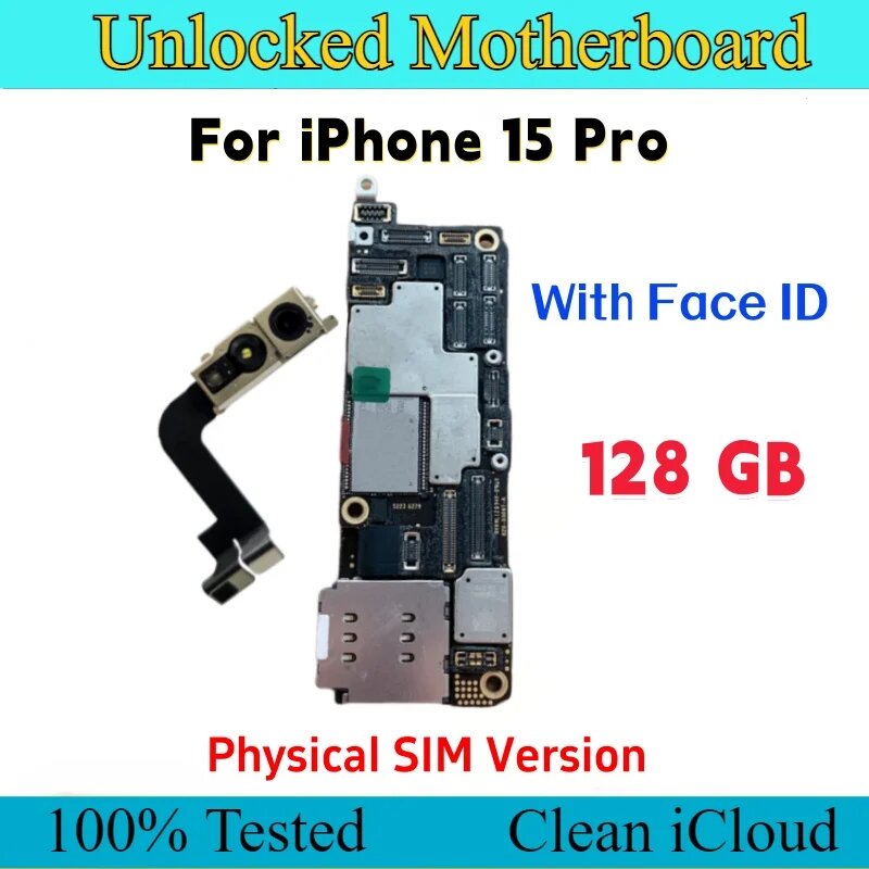 Разблокированная материнская плата для iPhone 15 Pro Max / 15 Plus с Face ID, SIM 15Pro-128G Face