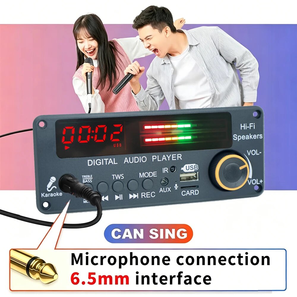 Декодер аудио MP3 Bluetooth 5.3 12V, Черный — фото 1