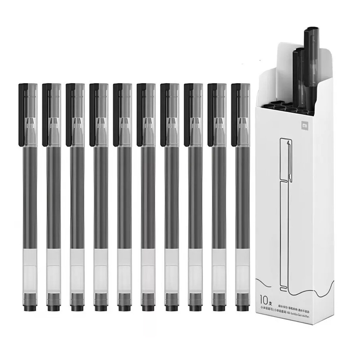 Набор гелевых ручек Xiaomi Mi Gel Pen (10 шт.) черный цвет чернил, Ручка гелевая чёрная для ЕГЭ и ОГЭ