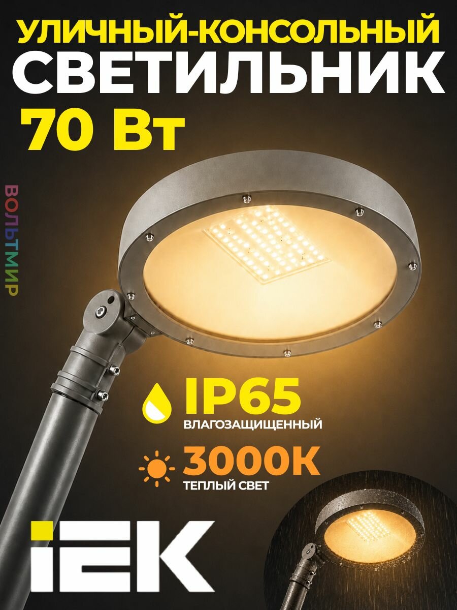 Светильник светодиодный консольный ДКУ Парк 2001-70Д 3000К IP65 IEK
