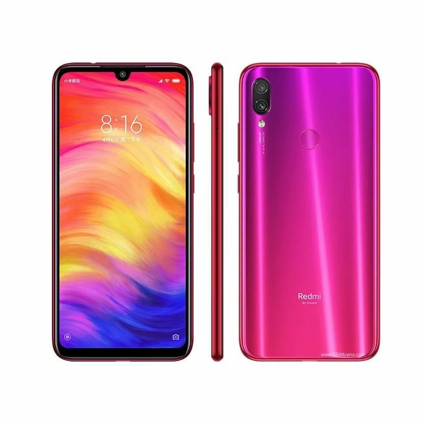 Redmi Смартфон XIAOMI REDMI Оригинальный Note 7 глобальная версия смартфон 6гб 64гб Android 4000mAh телефон 48.0MP+5.0MP задней камеры 6.3 экран 4G мобильный 6/64 ГБ, Nano-SIM, малиновый