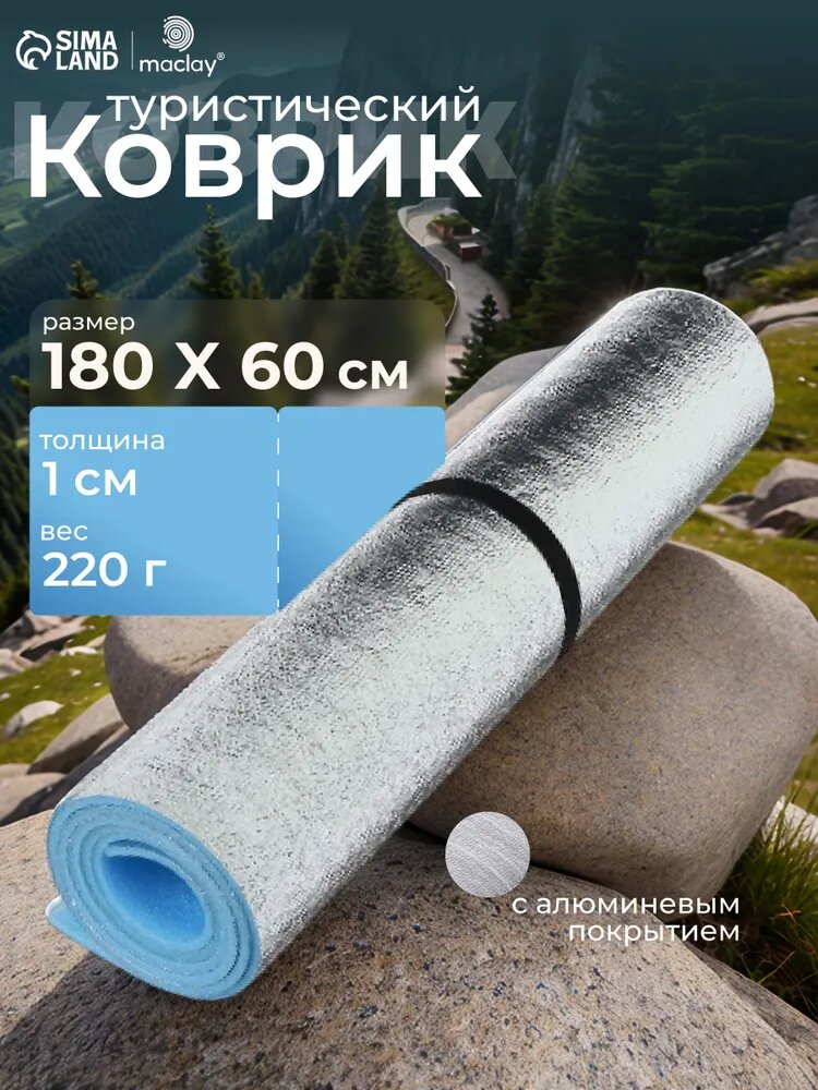 Коврик туристический 200x60x0.3 см, с фольгой