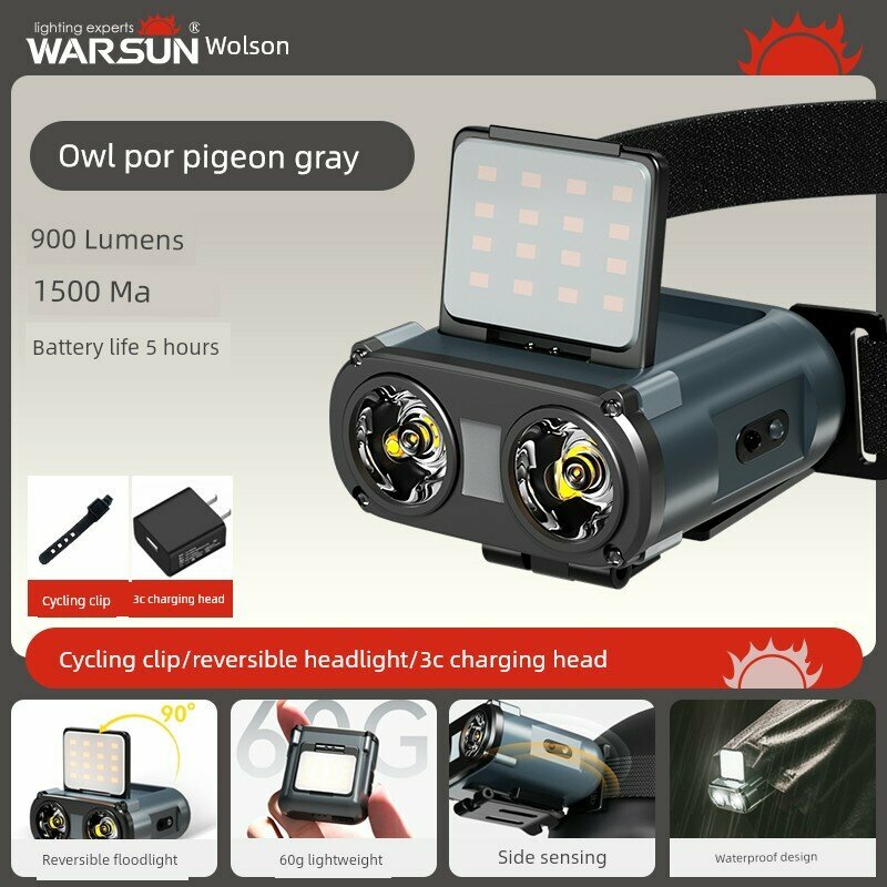 Налобный фонарь Wolsen Owl Night Fishing с ультрадолгим сроком службы батареи, специальный сенсорный фонарь-клипса для