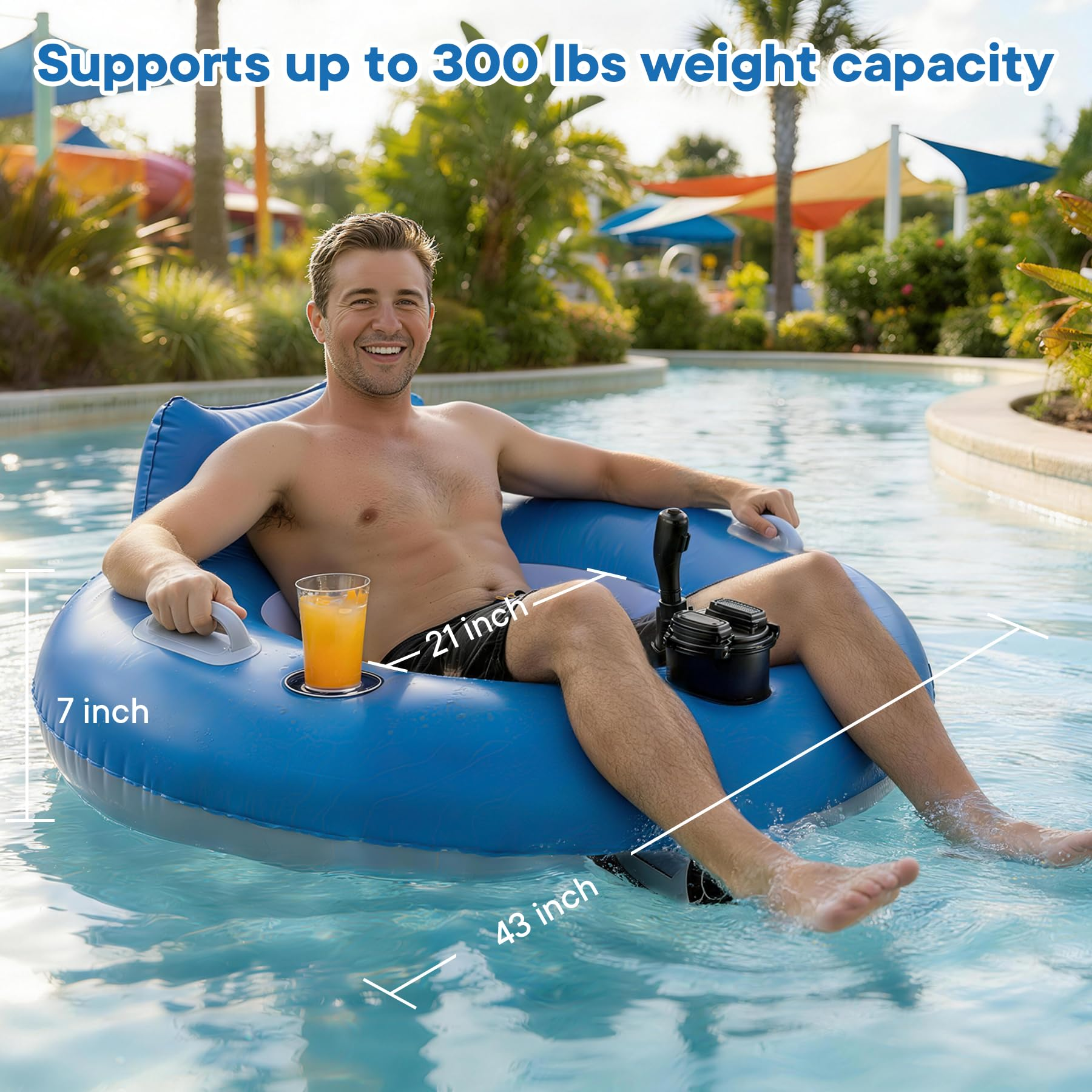 Надувной шезлонг премиумкласса с электрическим насосом для отдыха на воде, допустимая нагрузка 100 кг.