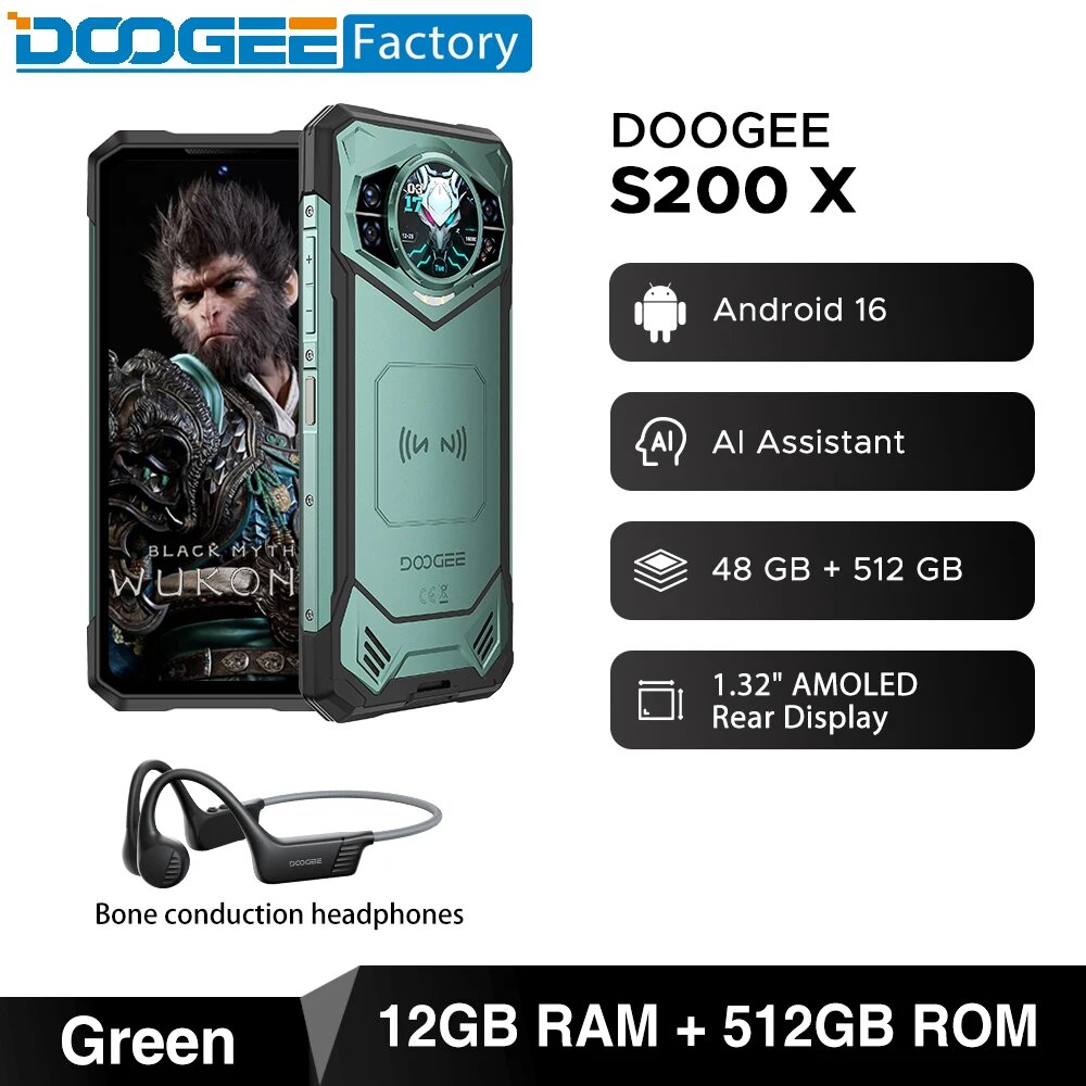 DOOGEE S200 X VIP Edition — защищенный смартфон 5G, Зеленый, Зеленый, VIP Edition Green