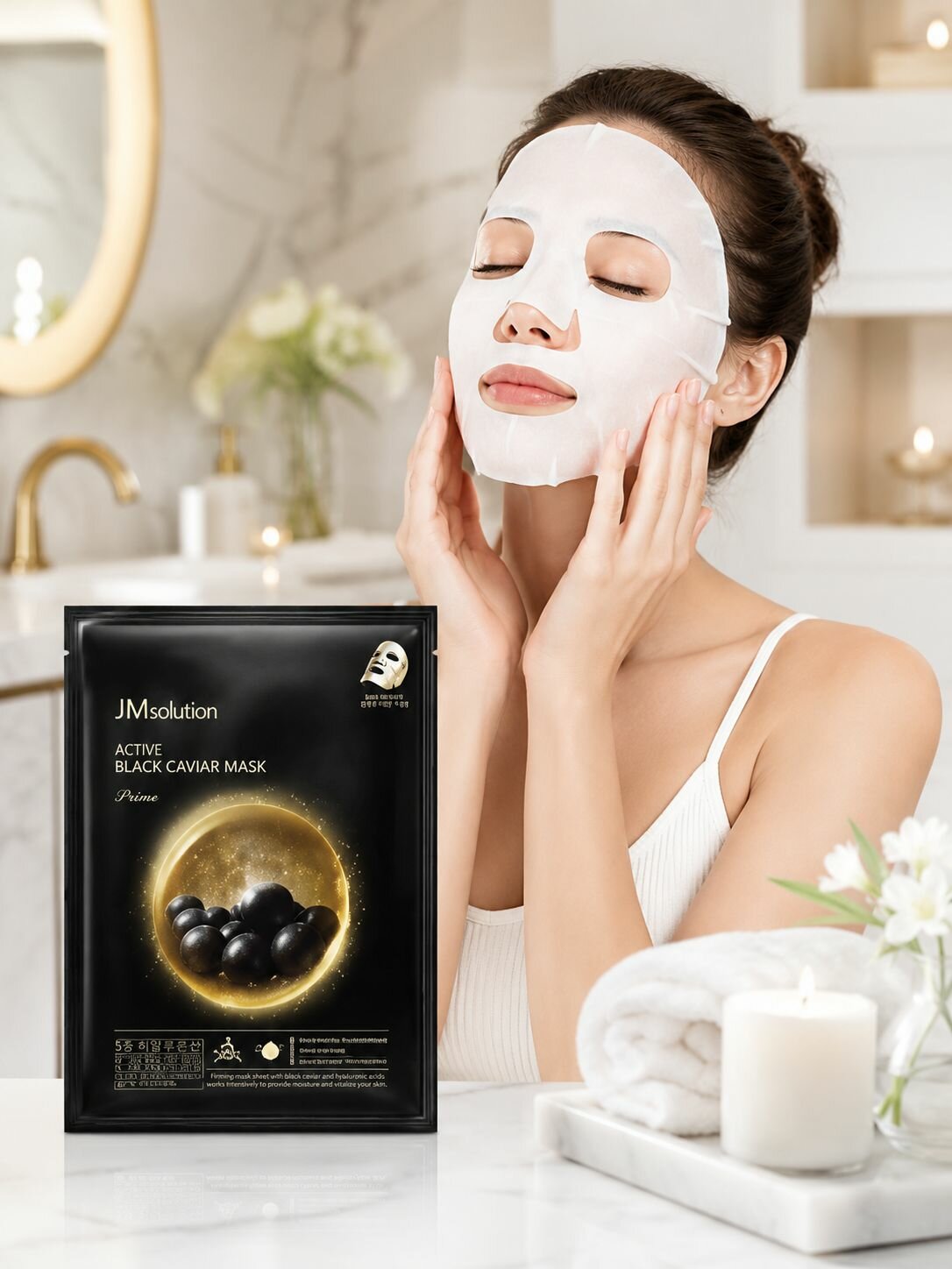 Антивозрастная маска для лица с черной икрой JMsolution Active Black Caviar Mask, 30 мл. х 1 шт. Ю. Корея