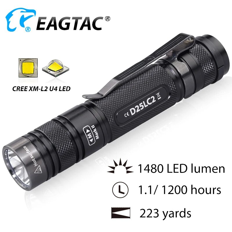 EAGTAC D25LC2 RC MKII тактический фонарь Nichia 519A 4500K