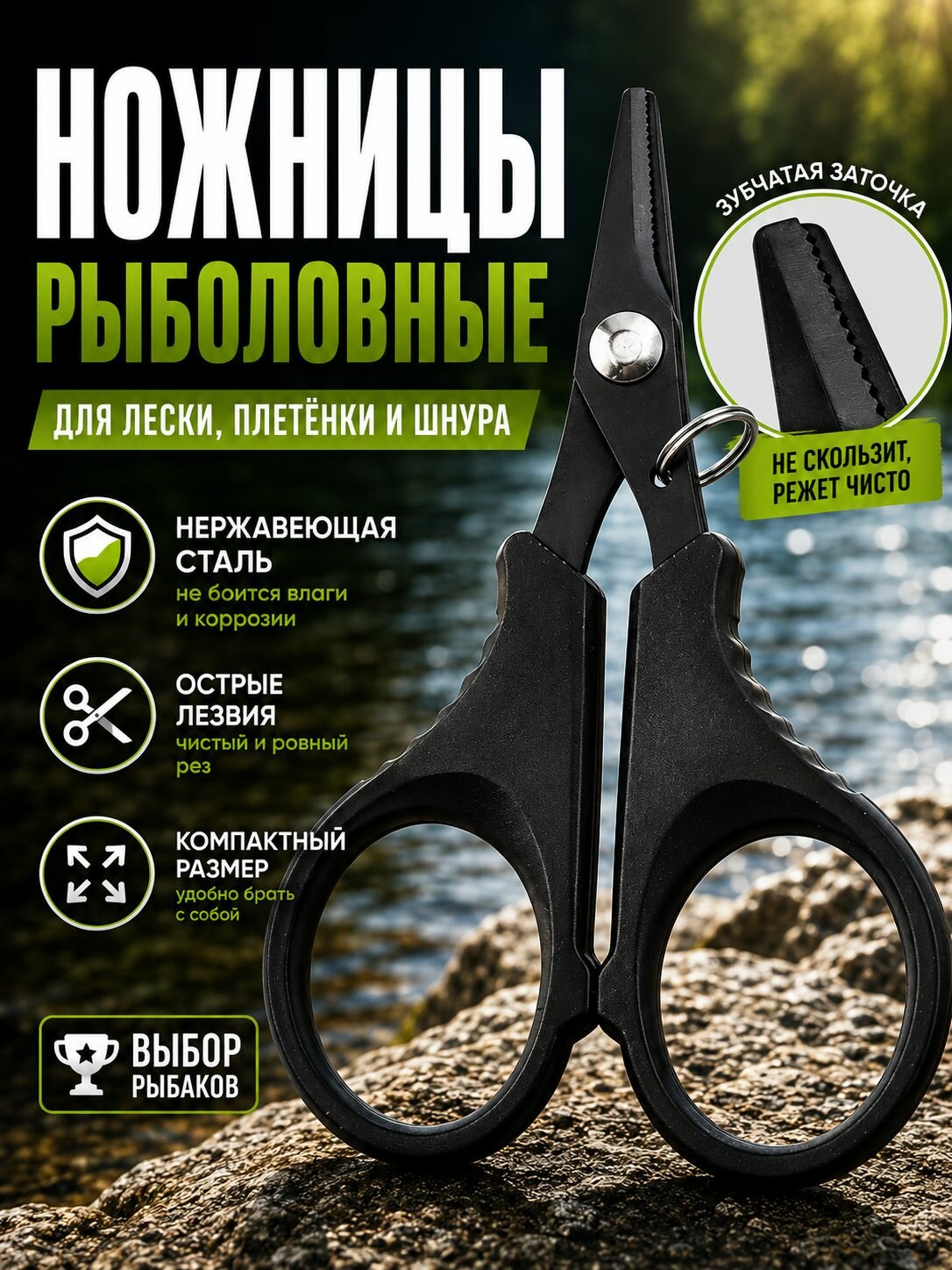Ножницы рыболовные, для разжимания заводных колец, обрезки лески и плетенки на рыбалке ***SoDaRu***
