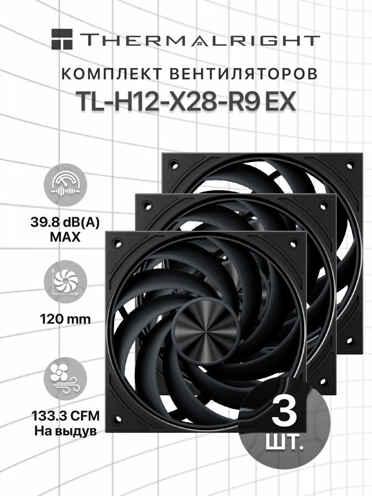 Комплект вентиляторов для корпуса 3 шт. Thermalright TL-H12-X28-R9 EX / 120mm PWM / TRTLH12X28R9EX
