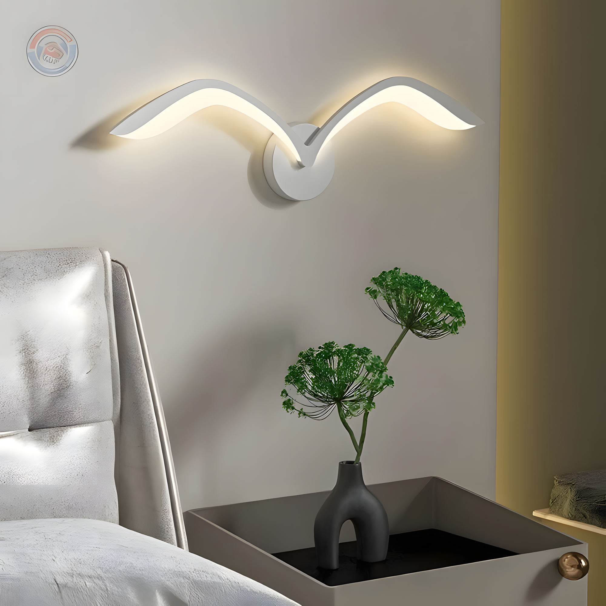 Современный настенный светильник Чайка для дома LED белый свет железо акрил детская спальня гостиная прихожая кухня офис