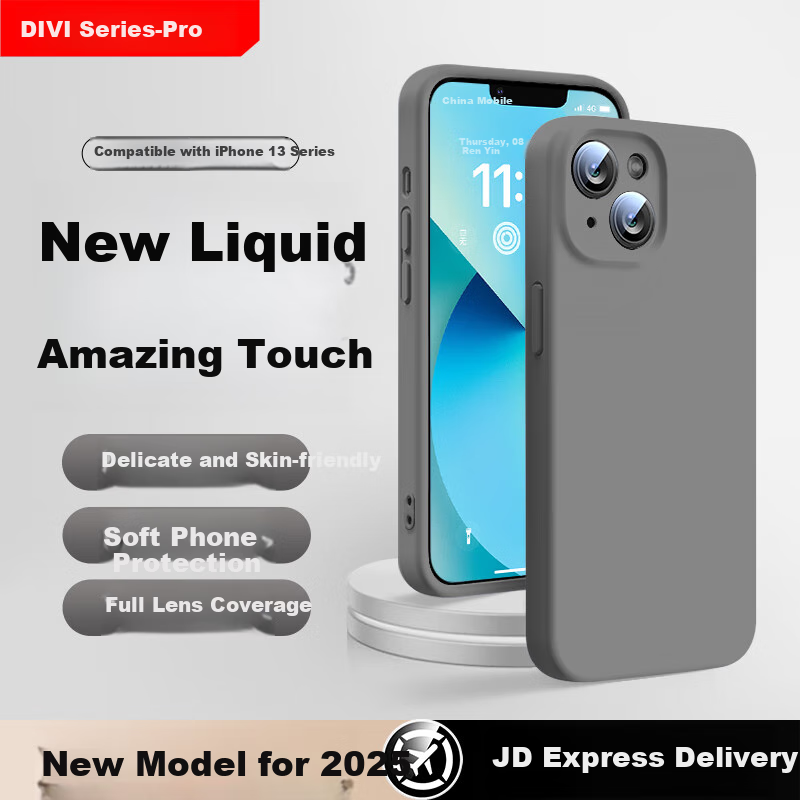 DIVI iPhone 13 защитный чехол с полным покрытием, противоударный, тонкий, с мягкой кромкой, серый, TPU, простой стиль