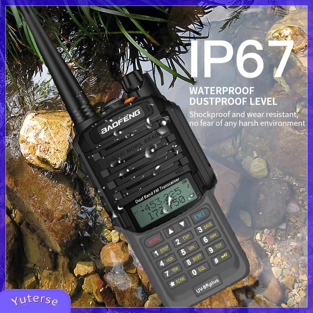 Двухсторонняя рация BAOFENG UV-9R Plus, большой диапазон частот и IP67, для общения на природе и в городе