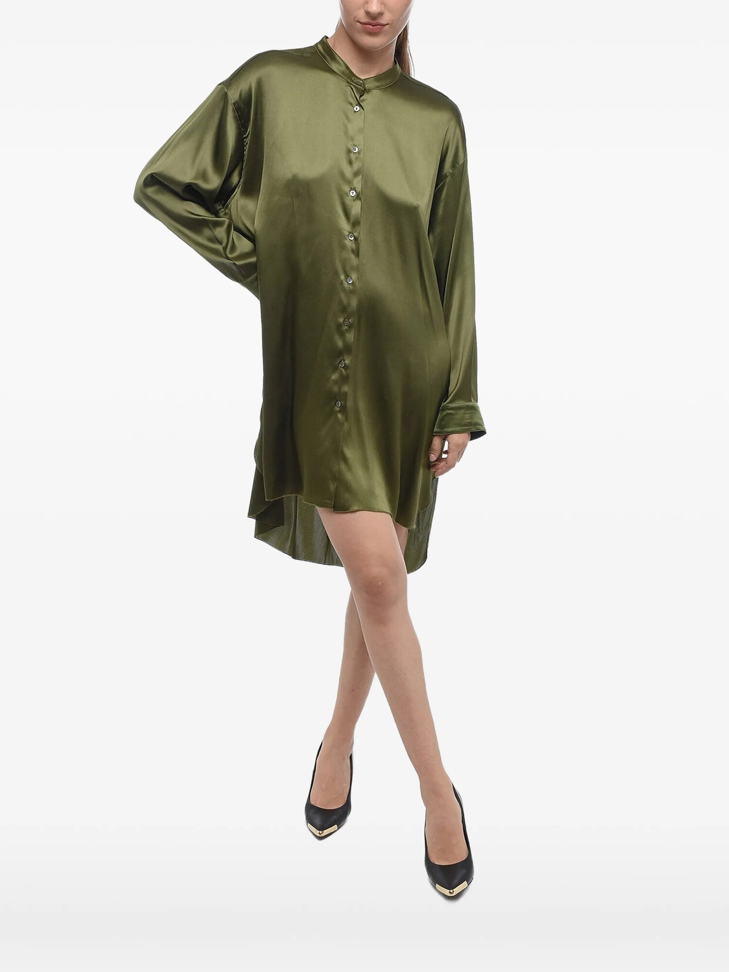 Рубашка Gioia asymmetric-hem satin shirt