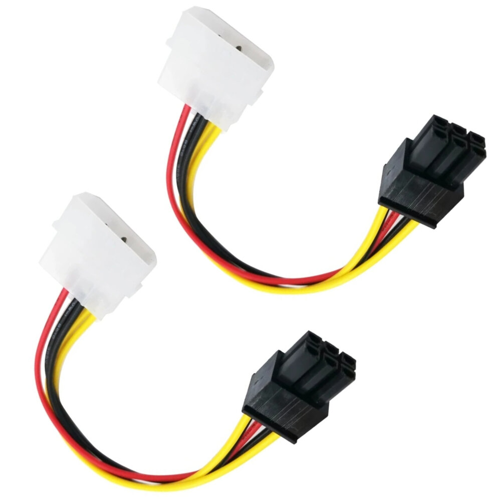Набор из 2 кабелей питания 4-Pin Molex на 6-Pin PCI-E для видеокарт, длина 6.89 дюйма