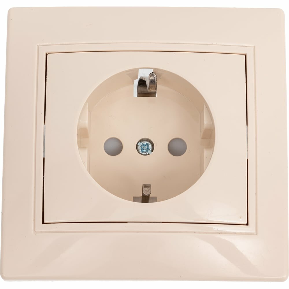 Розетка Intro Plano с заземлением, 2P+E, Schuko со шторками, 16А-250В, IP20, скрытой установки, слоновая кость, Б0053924 — фото 1