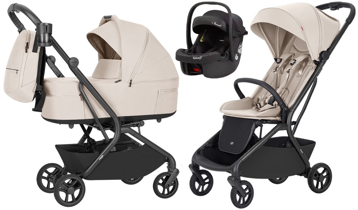 Коляска 3 в 1 Carrello Magia рестайлинг Laguna Beige увеличенные колеса автолюлька