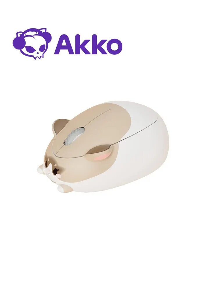 AKKO Игровая мышь беспроводная Беспроводная мышь AKKO 2.4G с милой темой капибары, белый, светло-серый