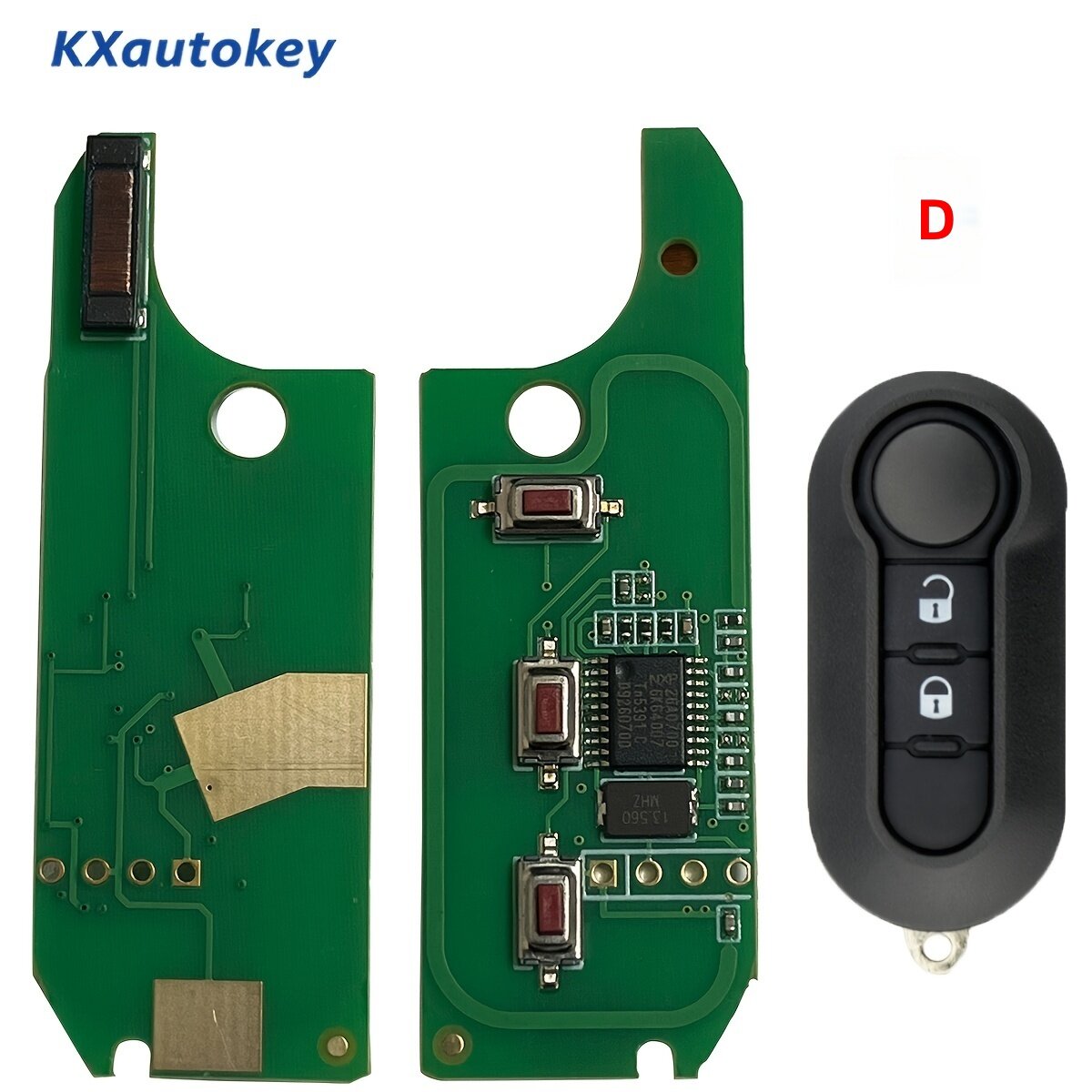 Ключ-складень 433MHz с чипом PCF7946, 2 кнопки, белый, для FIAT 500/Panda/Punto/Bravo/Stilo/Ducato 2008-2015