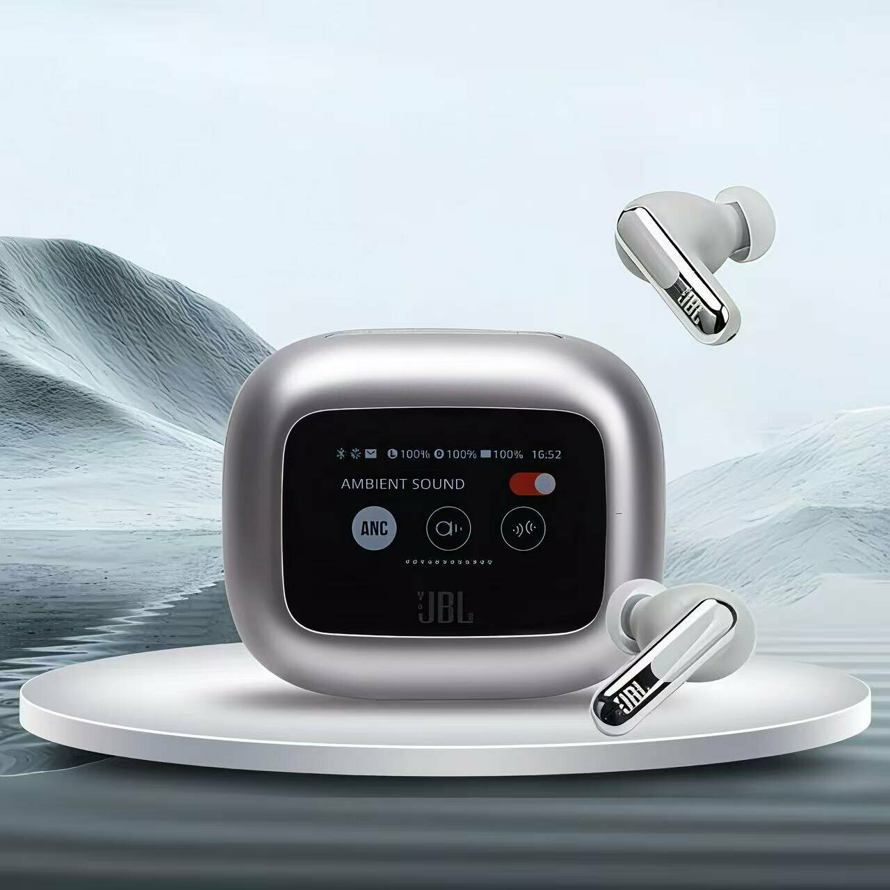 Беспроводные наушники JBL LIVE BEAM3 с шумоподавлением, спортивные, глубокий бас, серебристый