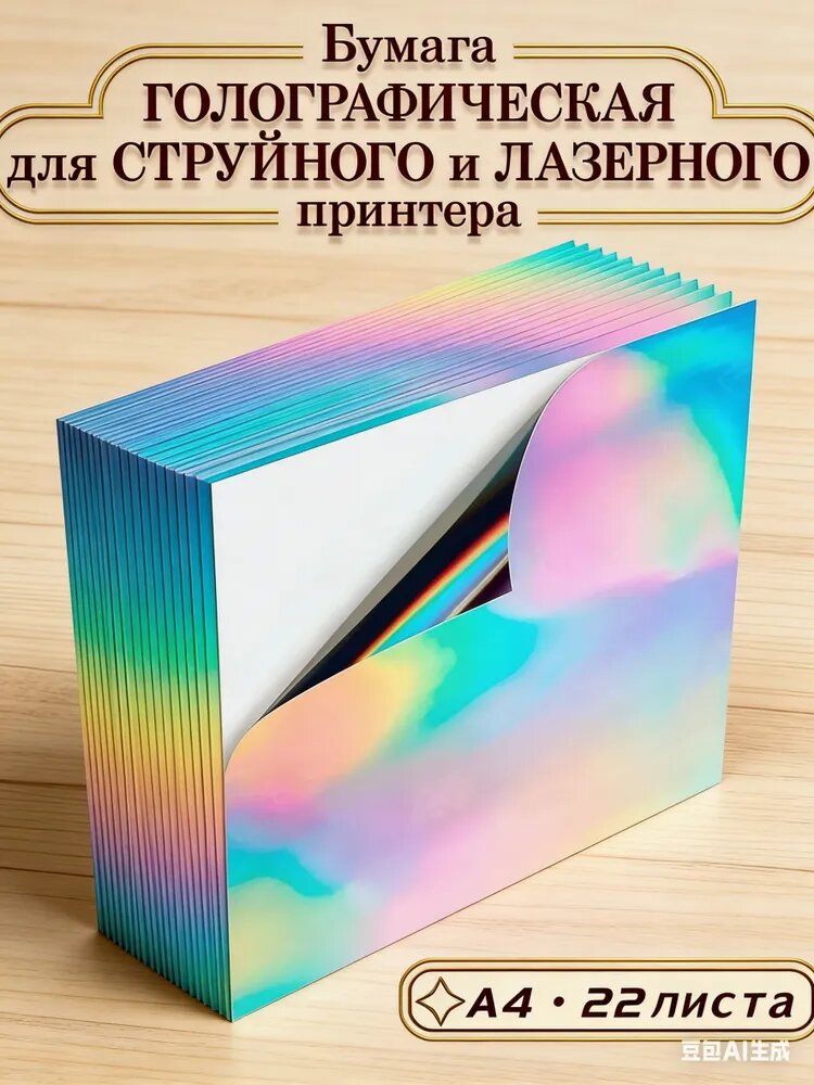 Голографическая бумага для струйной и лазерной печати, A4, 22 листа, шт