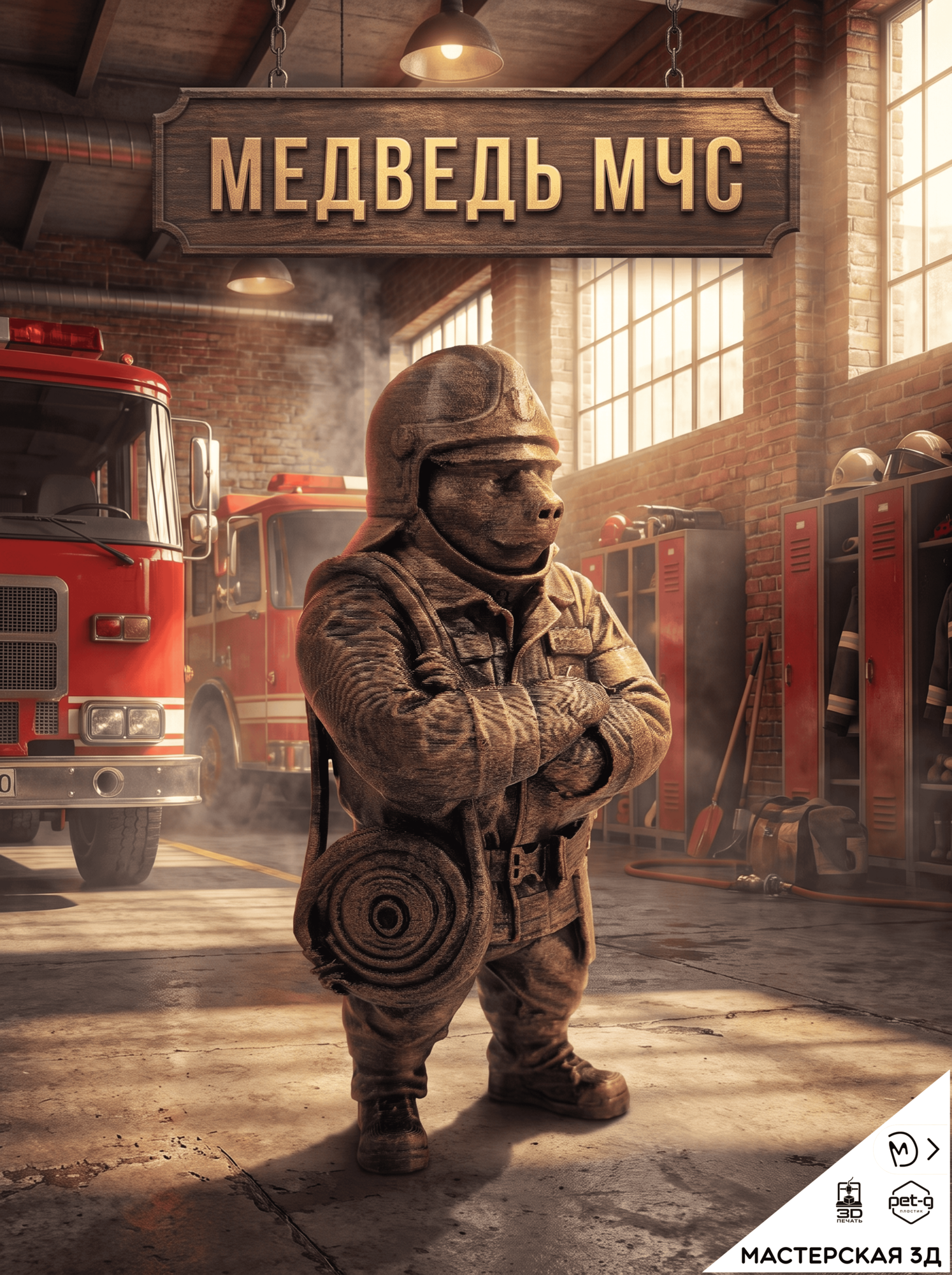 М3Д Статуэтка - Медведь МЧС