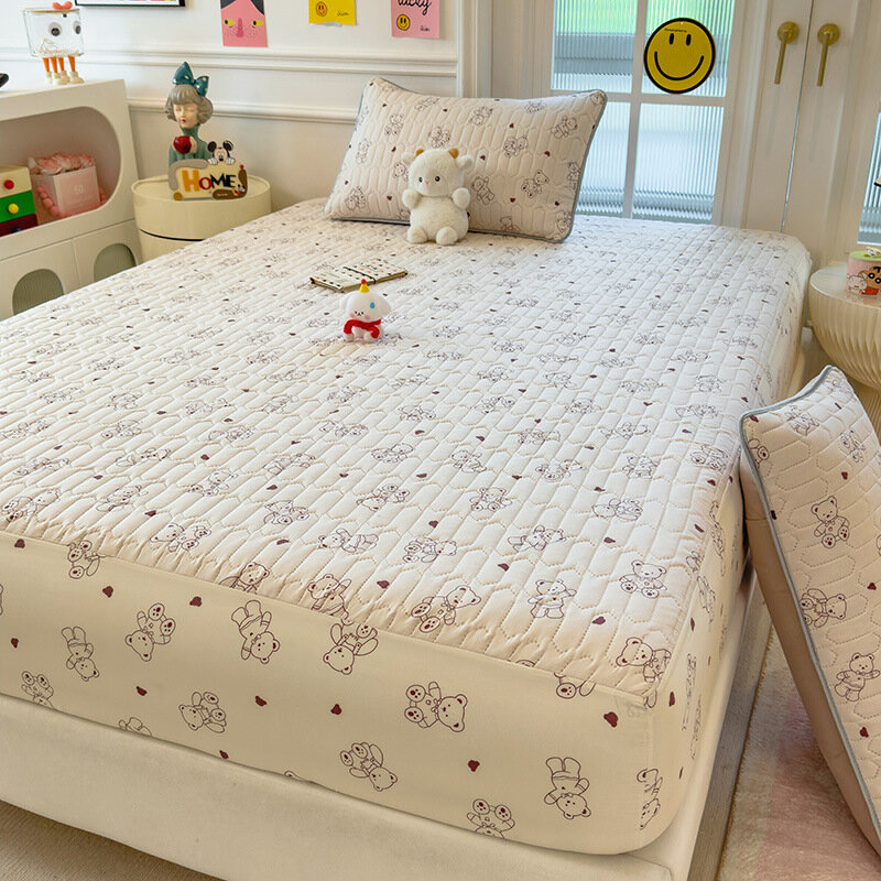 Хлопковый пододеяльник с рисунком Медвежонка для кровати 180x200 см, в комплекте две наволочки