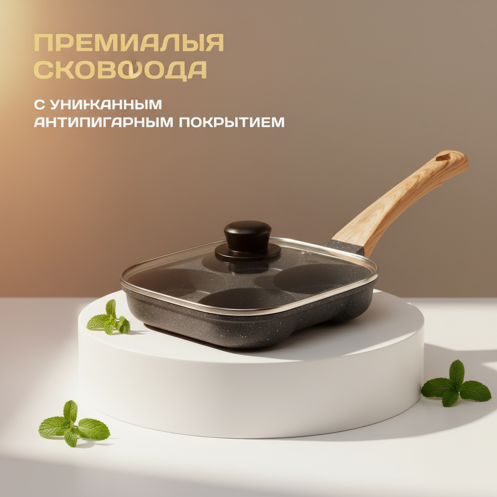 Секционная сковородка серая антипригарная для блинов и оладий