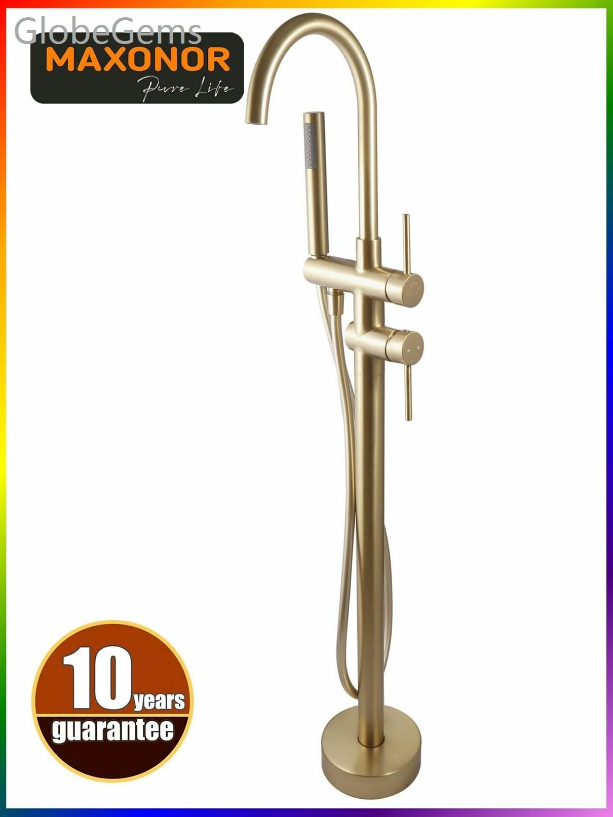 Напольный смеситель для ванны Maxonor PURE LIFE SUPERIOR PL3087-6 Золото матовое