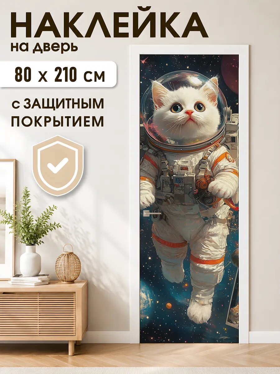Наклейка на дверь Космический кот Арт: d_34_04668