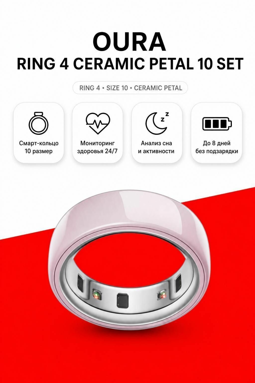 Умное кольцо Oura Смарт-кольцо Oura Ring 4 Ceramic Petal Размер US10