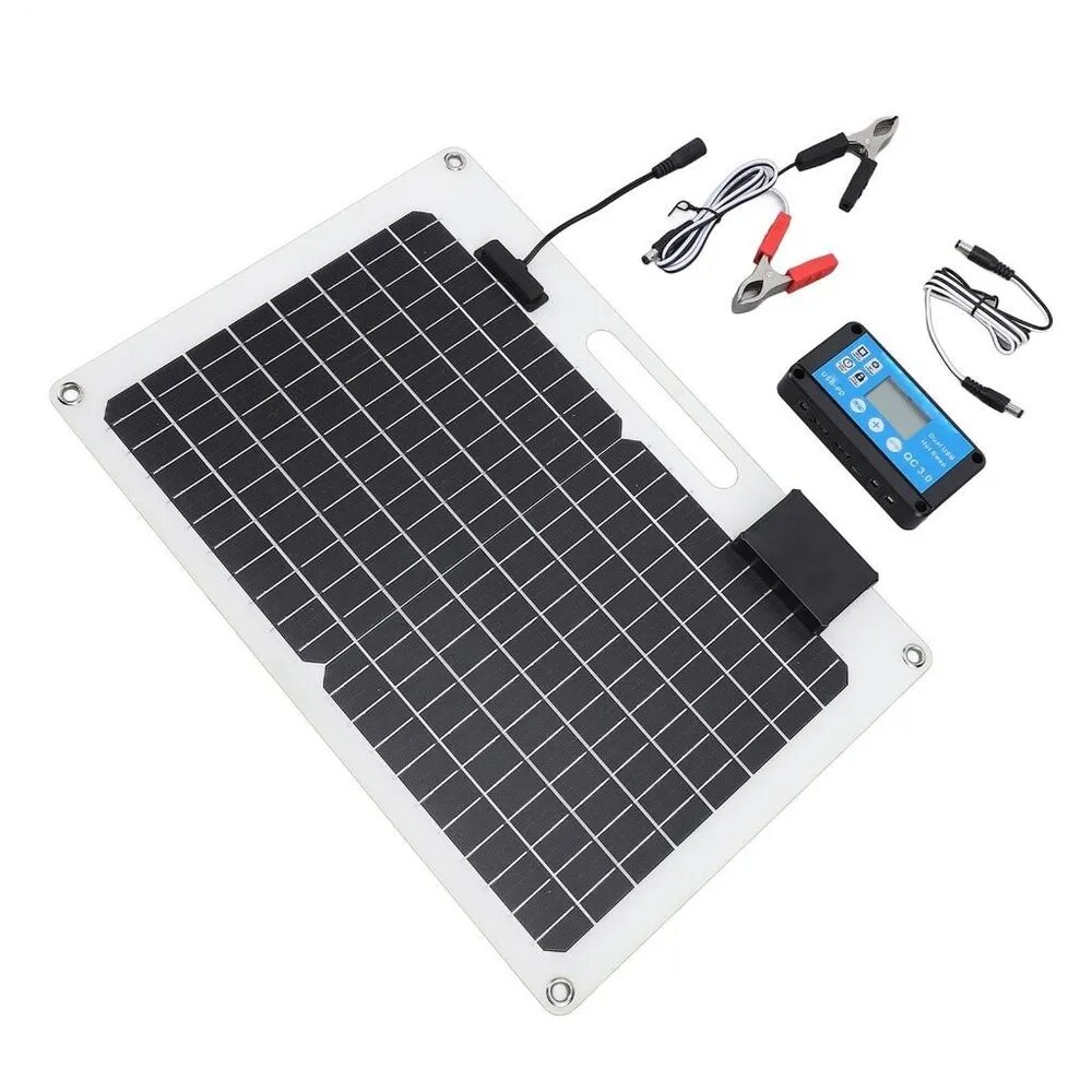 100W солнечная панель для автомобильного аккумулятора с USB-портом и стабилизацией напряжения