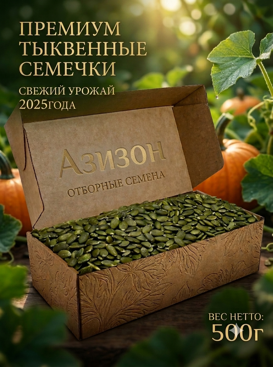 Семечки тыквенные жареные соленые, 500 гр, Страна Полезных Продуктов, коробочка