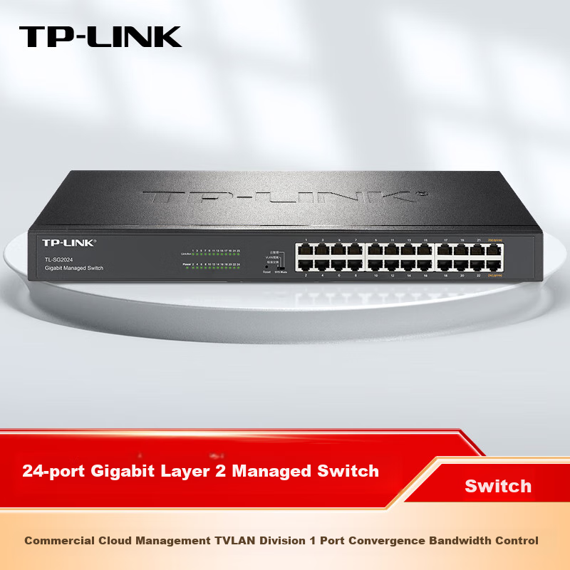 TP-LINK TL-SG2024 24-портовый коммутатор с поддержкой облака и полным гигабитным скоростью Цвет：24-портовый полный