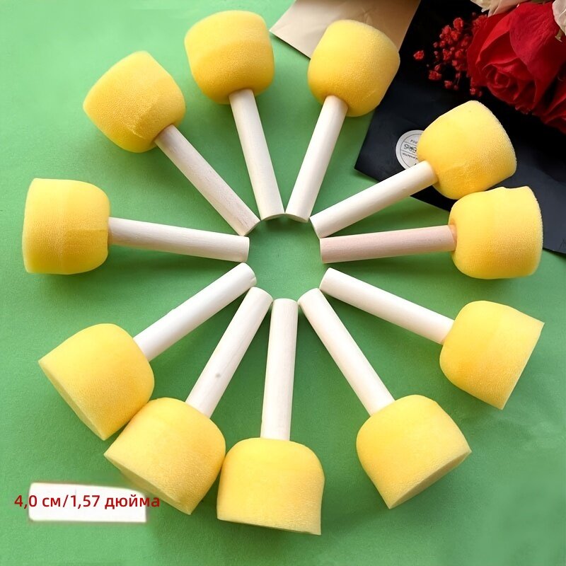 Желтая хлопковая губка для рисования, 1.57 дюйма, 10 штук