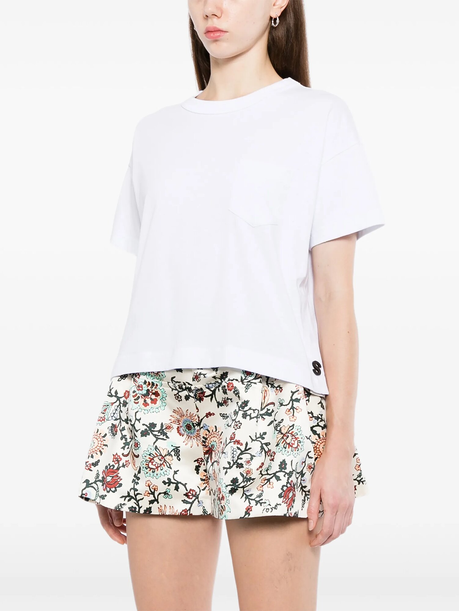 Футболка Sacai Cotton T-shirt, размер 44, бежевый/белый — фото 1