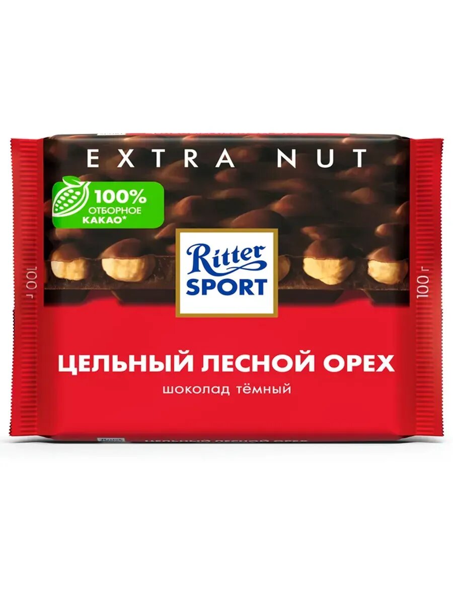 Ritter sport Шоколад тёмный лесным орехом, 100 гр