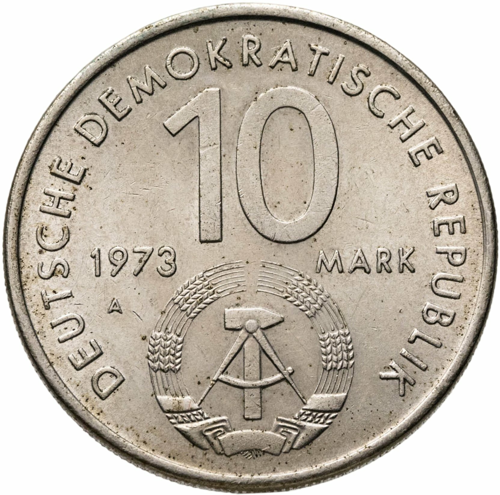 Германия ГДР 10 марок mark 1973 10-ый международный фестиваль молодёжи и студентов, Берлин, МНЦ медь-никель-цинк, в сохранности XF