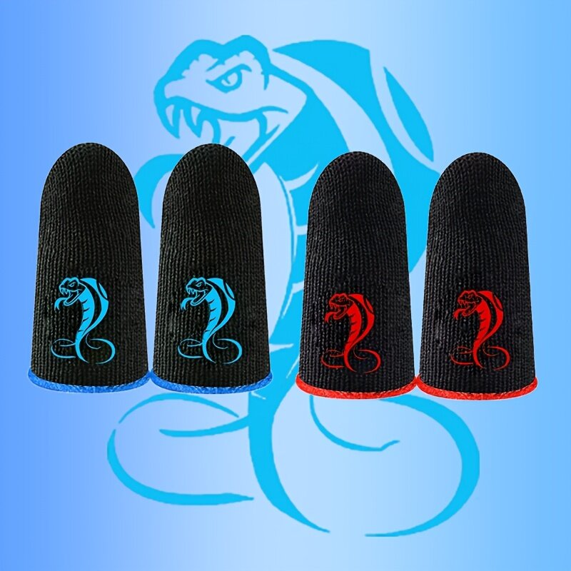 Игровые напальчники для мобильных игр антипот сенсорные, 4 шт, синие и красные