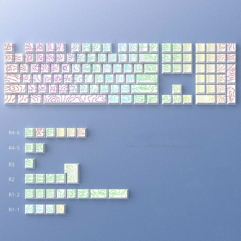 PBT-кейкапы топографический рисунок 98 клавиш Cherry профиль White-133