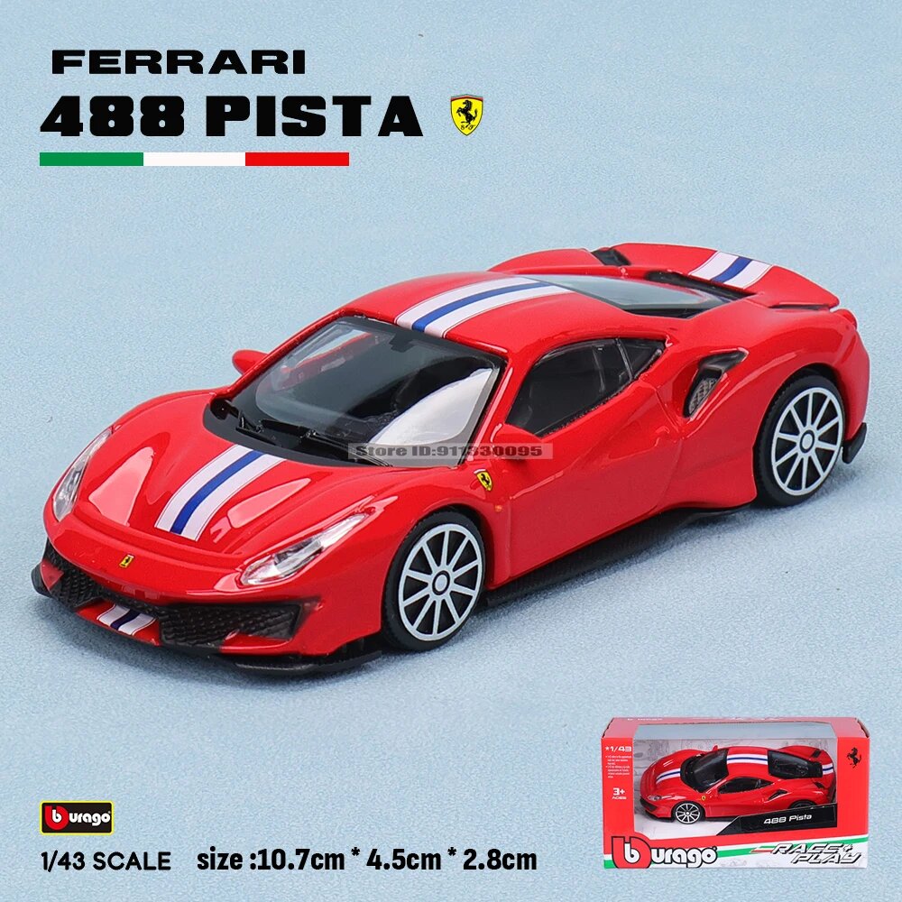 Ferrari 488 Pista, красный, 1:43 Bburago