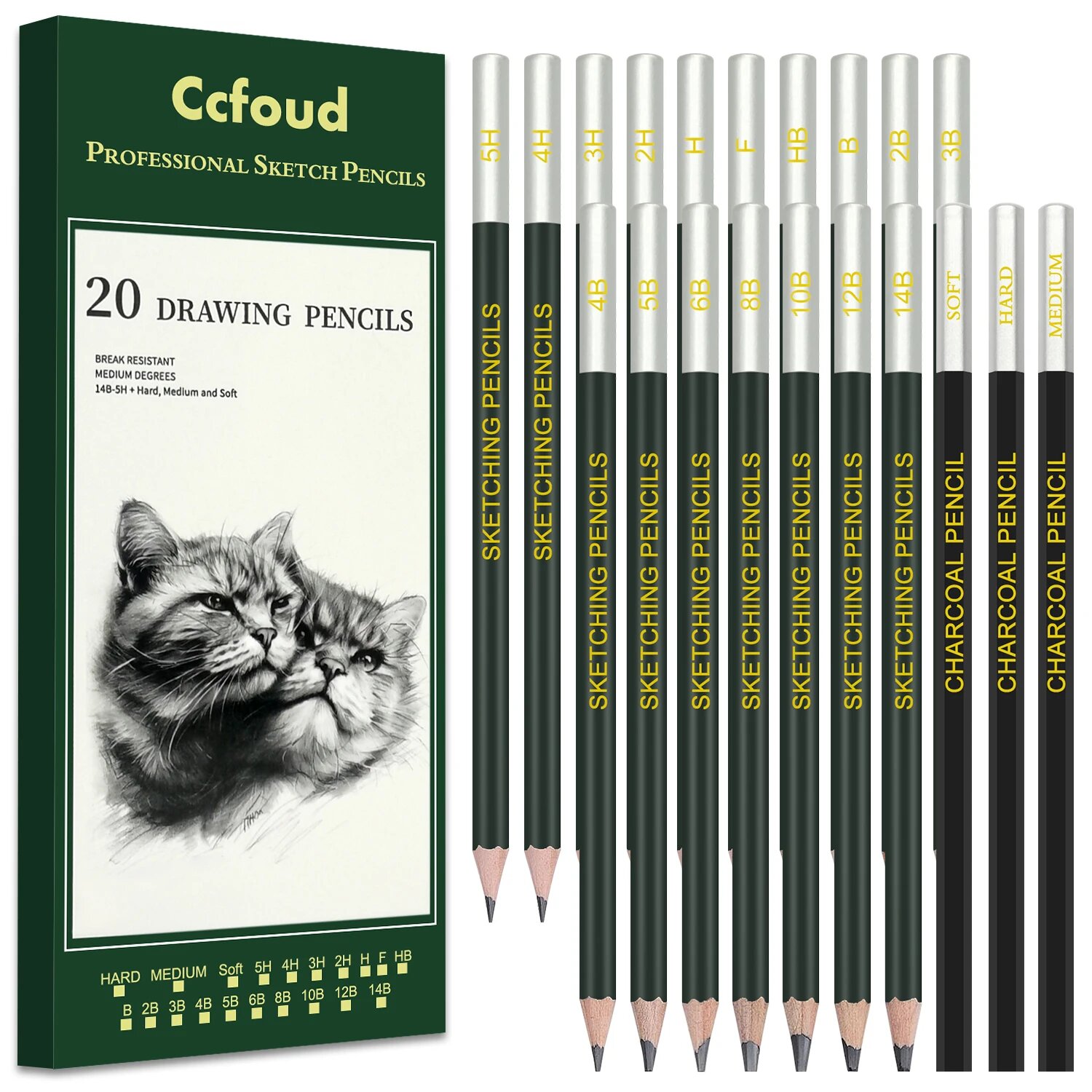 Набор карандашей для рисования CcFoud, 20 шт