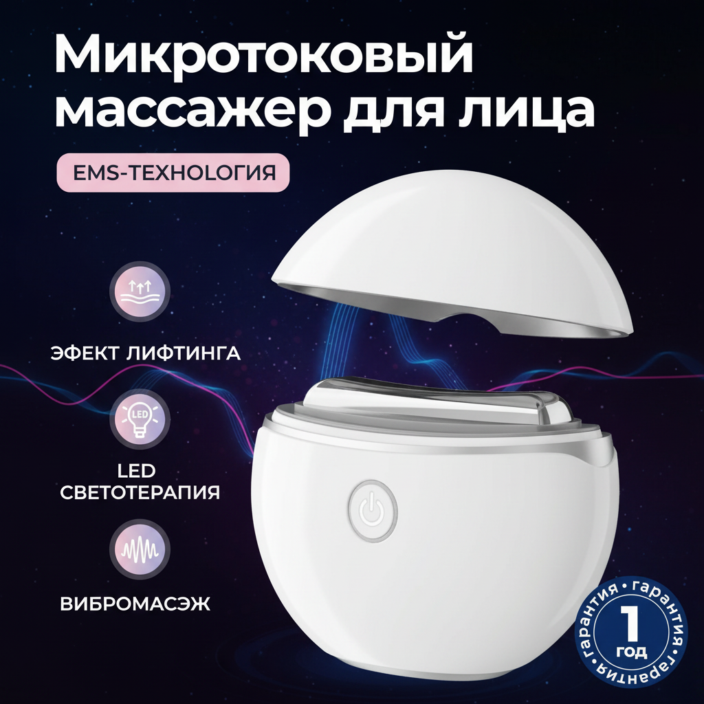 Массажер для лица Yamaguchi Face Lifting EMS, светотерапия, лифтинг, белый