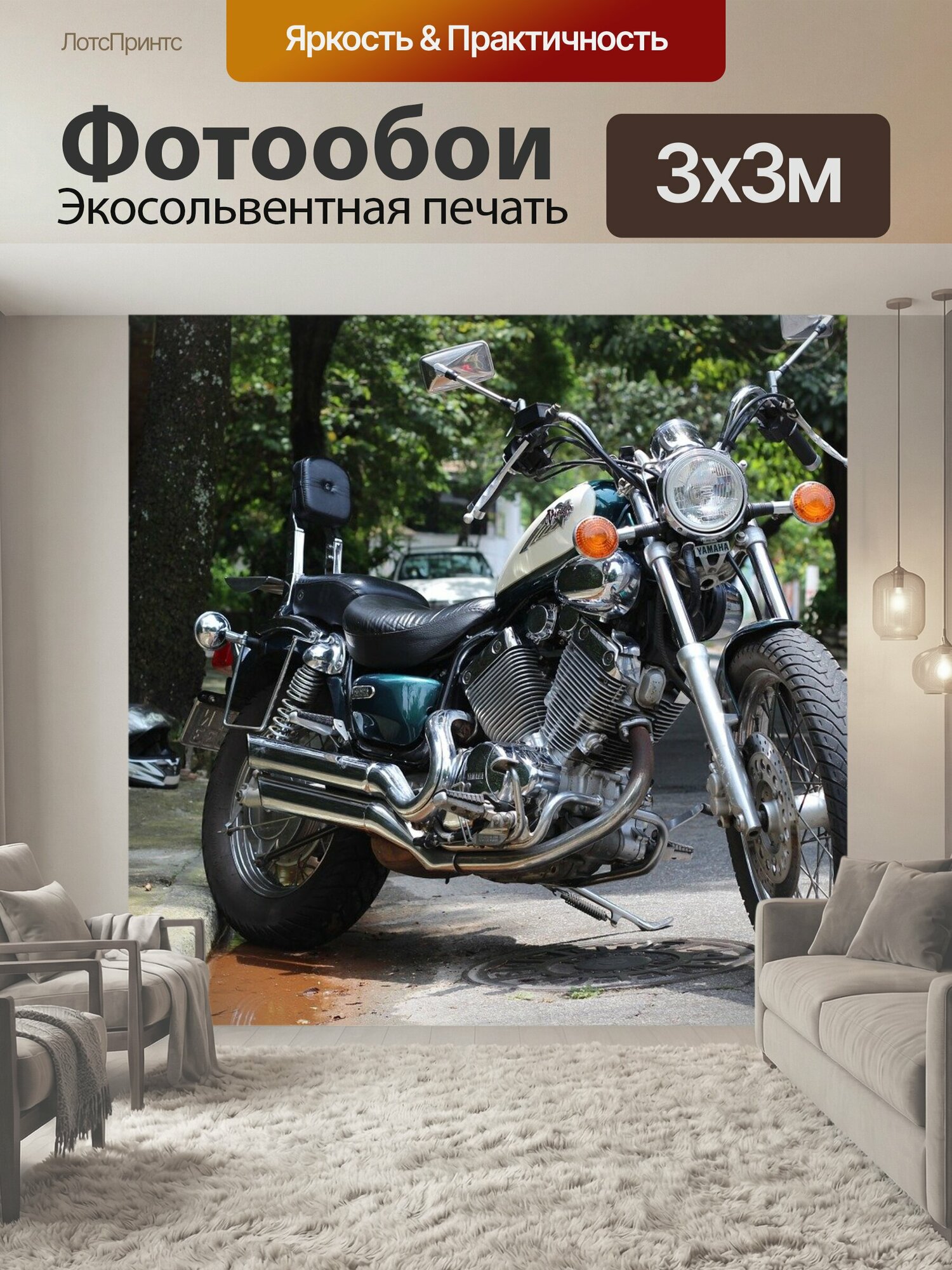 Фотообои "Вираго, ямаха, обычай" 300x300 см. экосольвентная печать