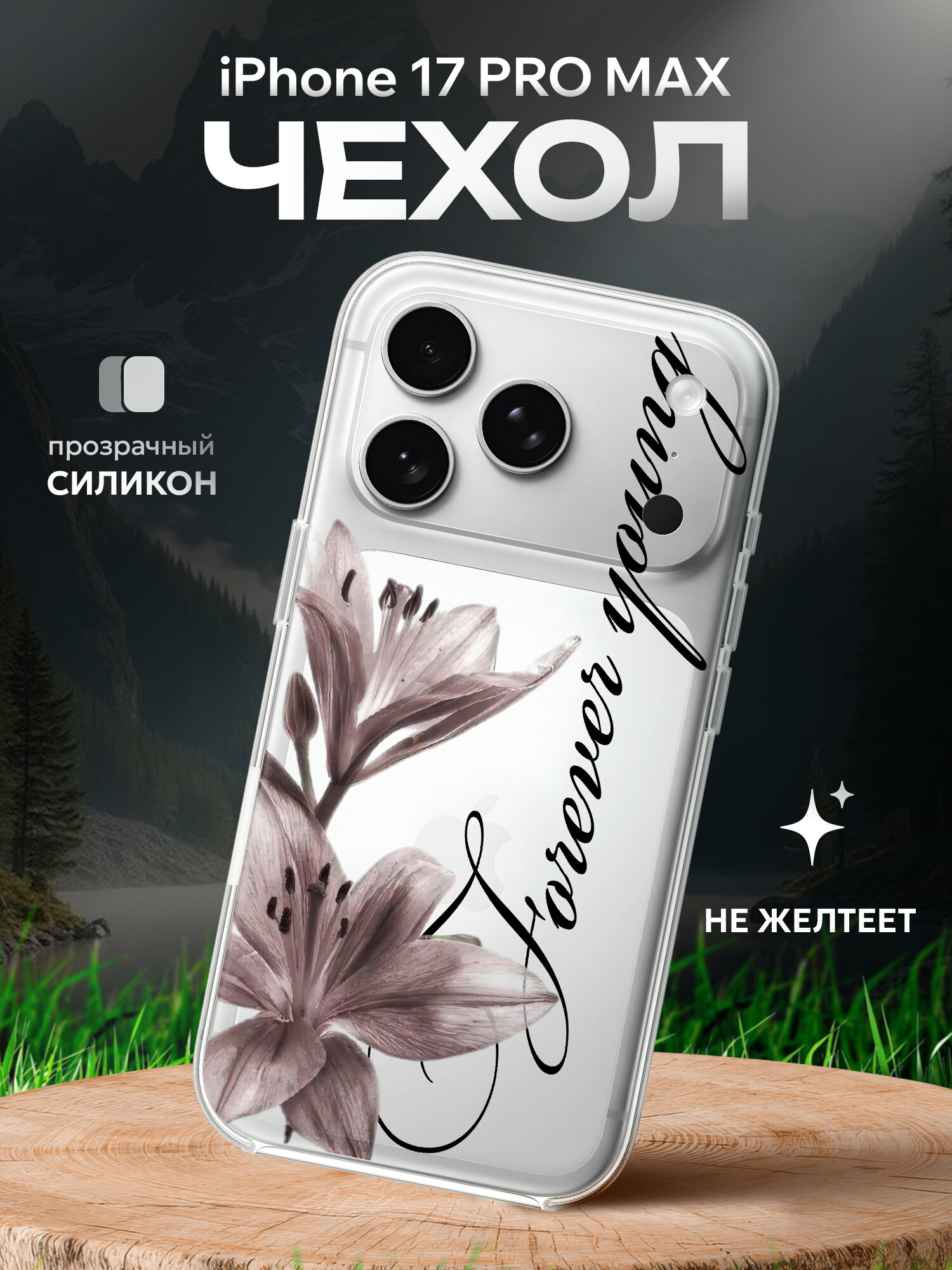 Чехол на Iphone 17 PRO MAX с принтом Forever young y2k